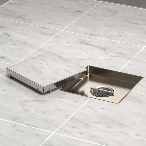 HYDROWARE 6" SQUARE TILE-INSERT SHOWER DRAIN with Hair Strainer ...