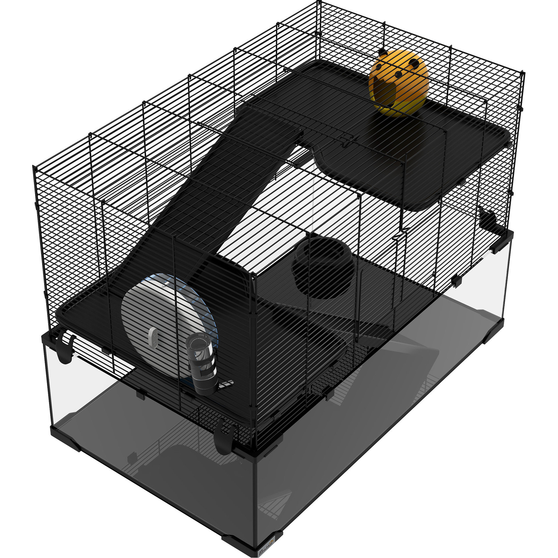 Orren Ellis 31" Hamster , Black Steel Cage With Versatile Features ...
