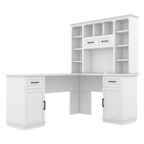 Red Barrel Studio® 65" Large Computer Desk L-Shaped Desk With Bookshelf ...