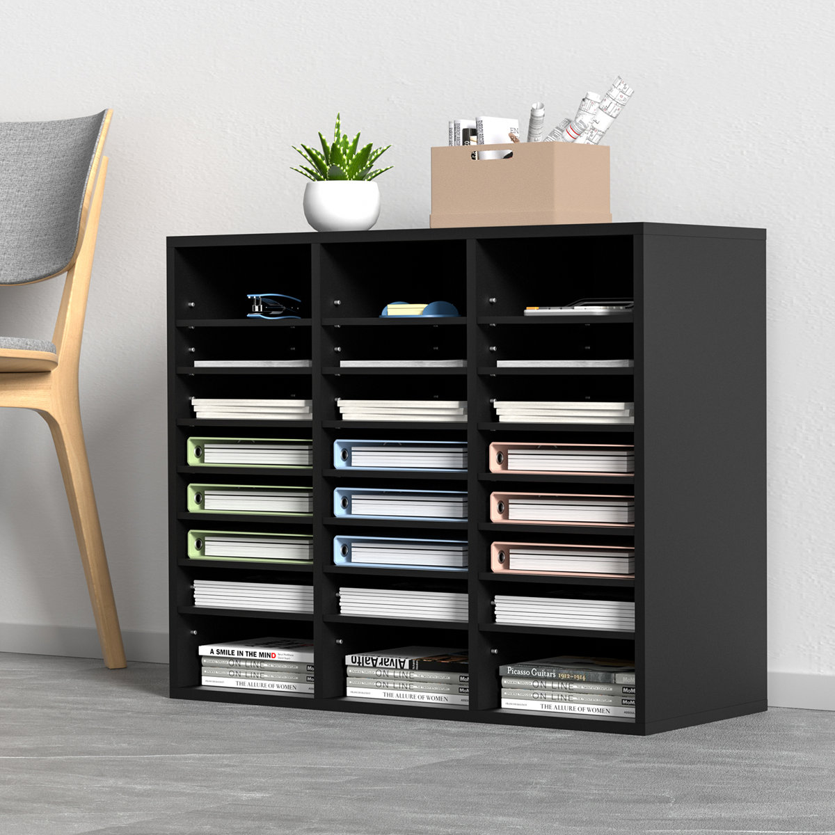 VEVOR 24 Compartments Office Mailbox with Adjustable Shelves, Wood ...