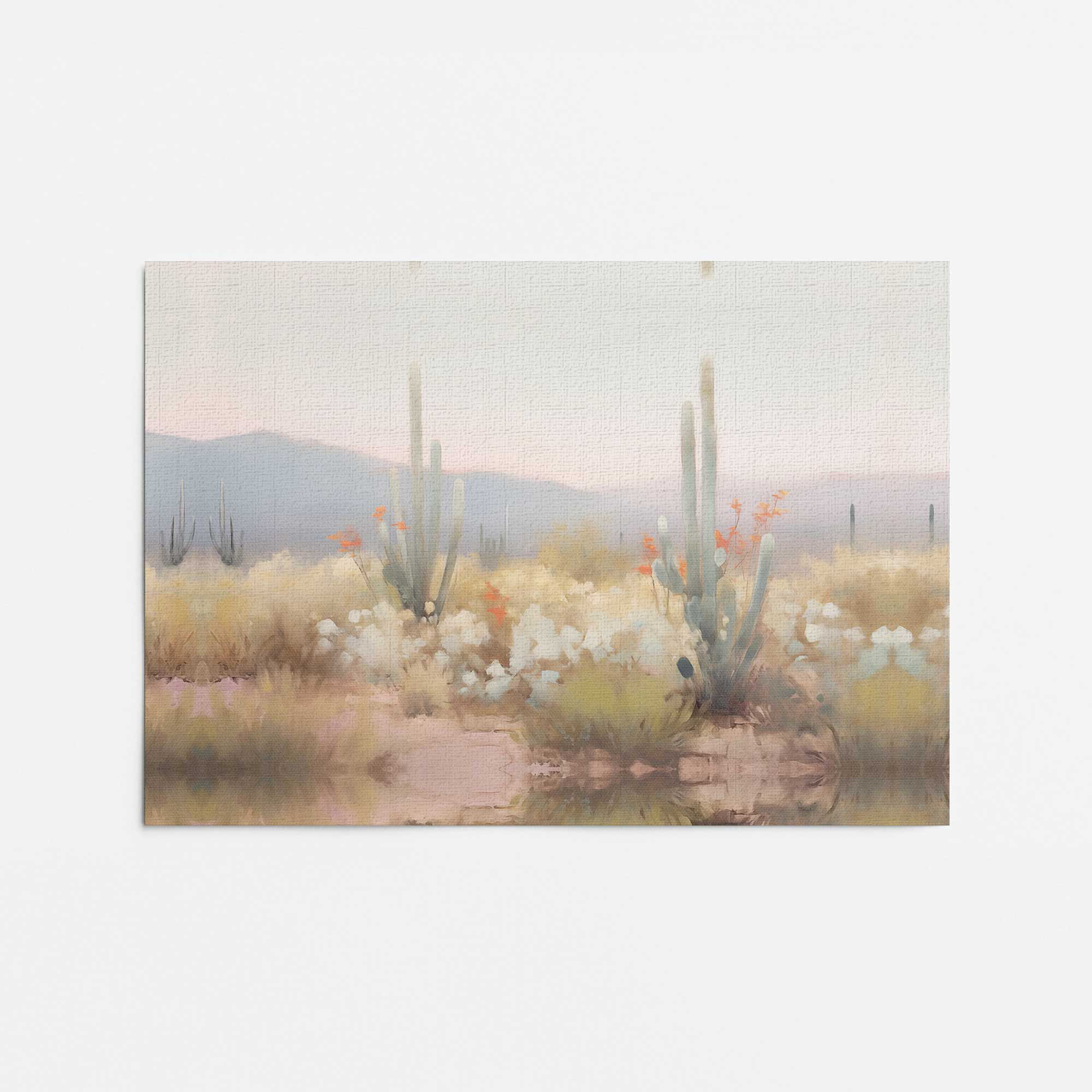 Latitude Run® Twilight Cacti Canvas Print in a Silver Frame, 12" x 18 ...