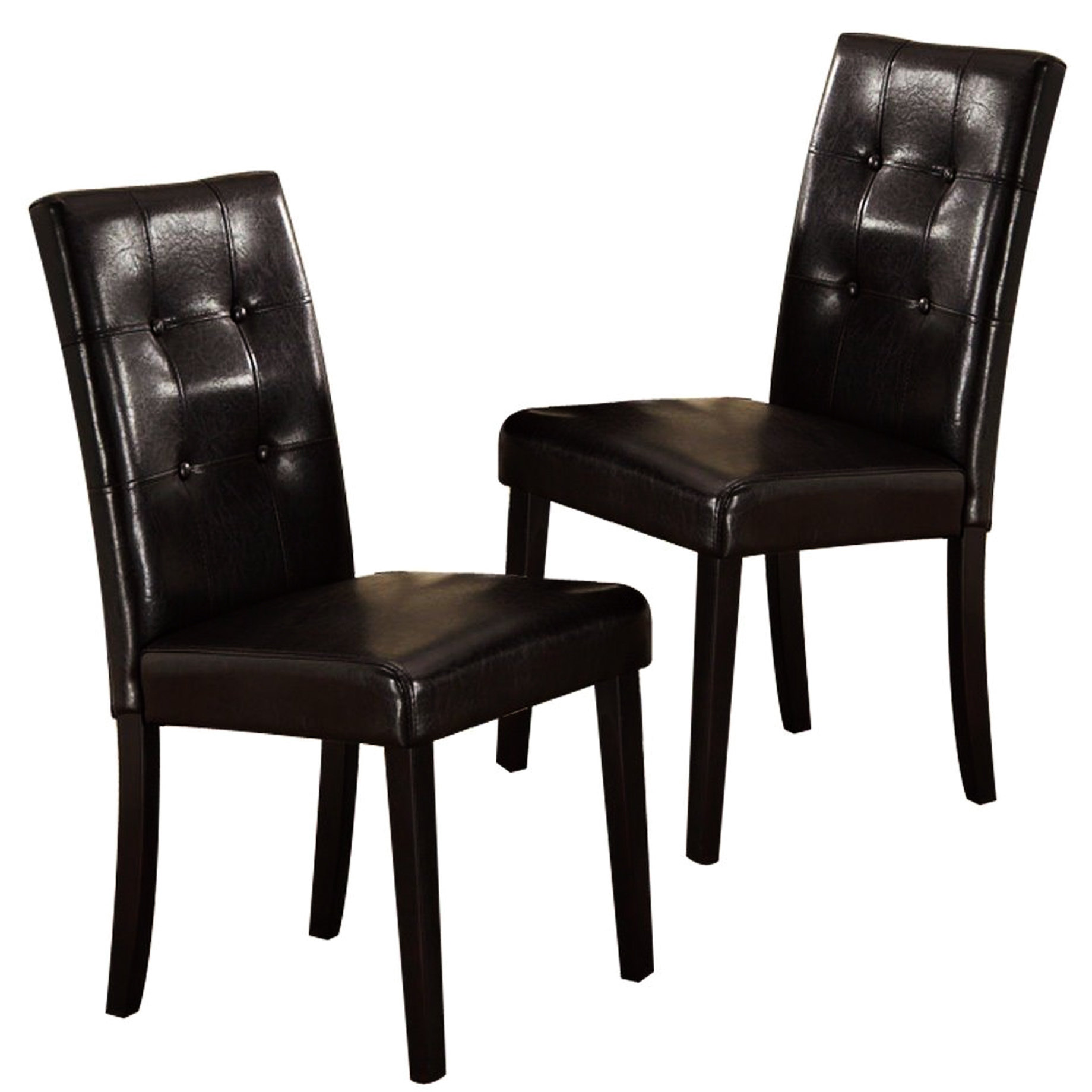 Hokku Designs Fernon Modern Dark Brown Faux Leather Seat Dining Chairs ...
