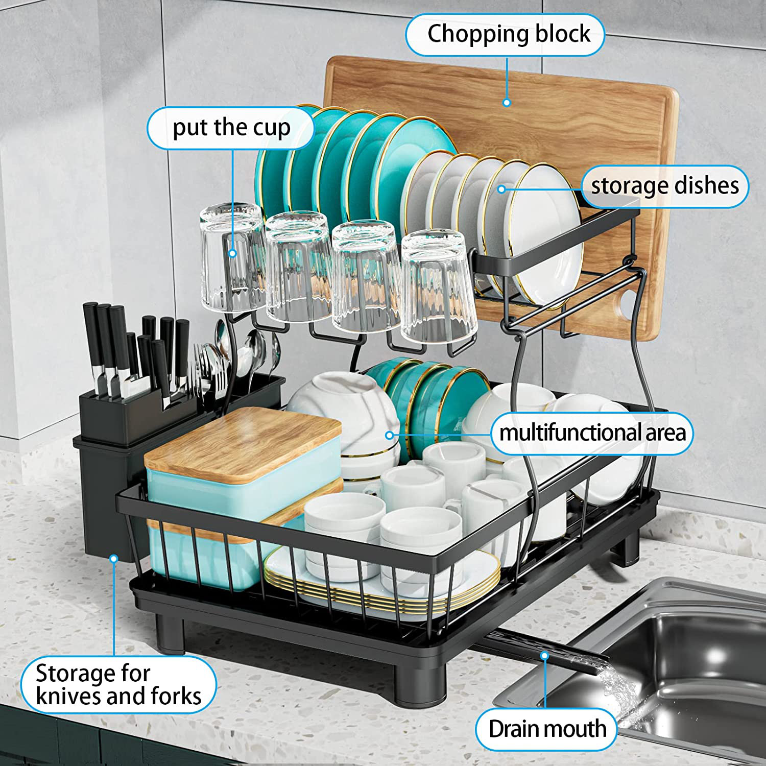 Rebrilliant Lovonda Two Tier Dish Rack | Wayfair