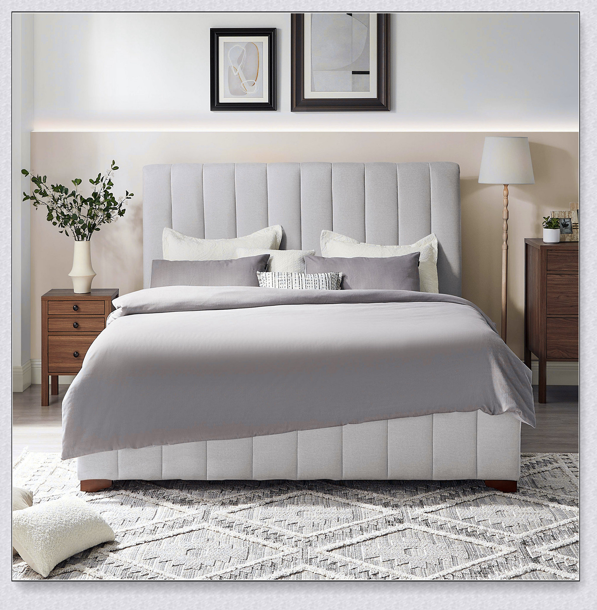 Red Barrel Studio® Modern Design Bed Frame Upholstered Queen Bed Frame Platform With Headboard ...