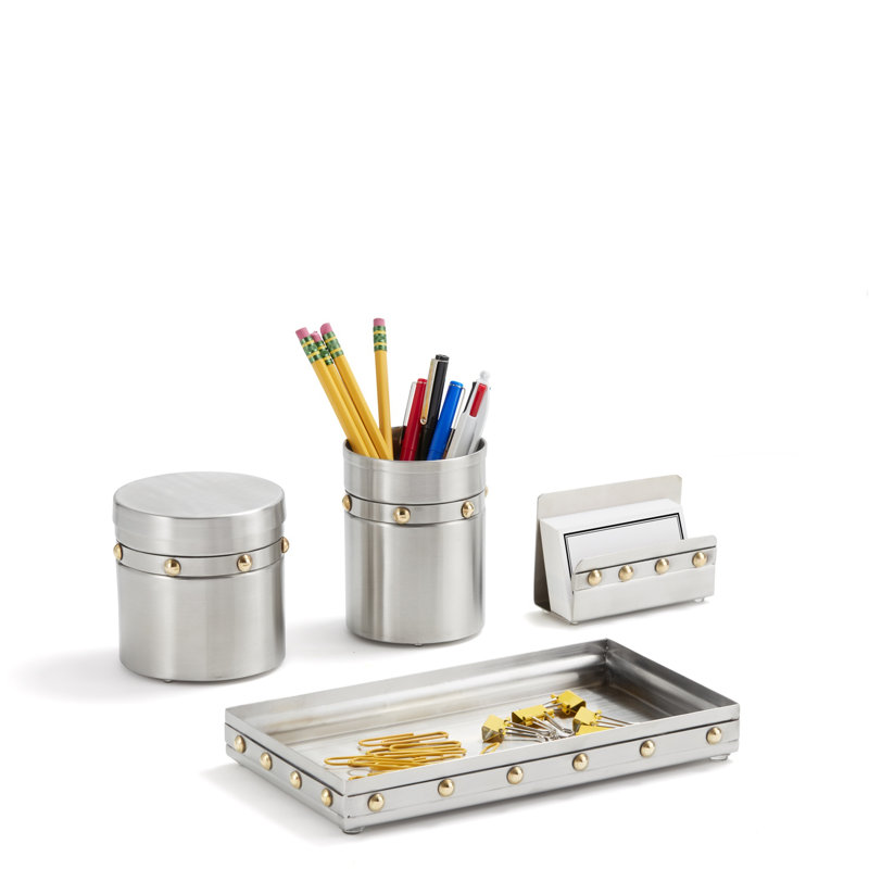 Roselli Trading Company Rivet Business Metal Desk Organizer Set | Wayfair