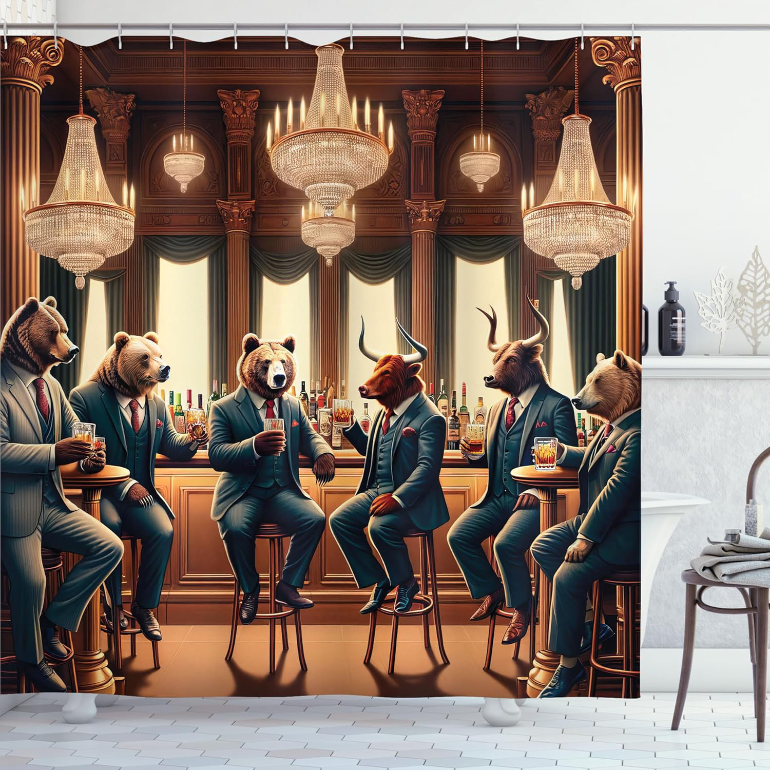 Corrigan Studio Animals In Suits Shower Curtain, Anthropomorphism ...