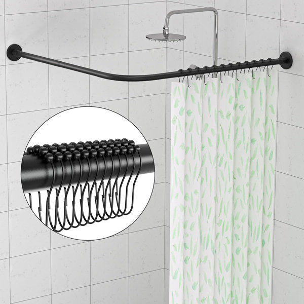 MABOSY L-Shaped Corner Shower Curtain Rod 「23.6"-52.4" x 23.6"-52.4 ...