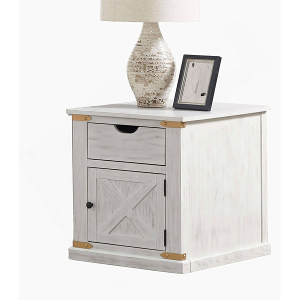 One Allium Way® Rustic Style End Table With Drawers For Living Room ...