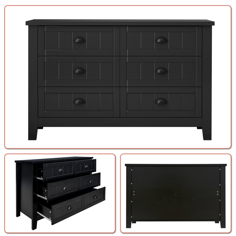 Latitude Run® Kahmyah Classic Horizontal Wooden Dresser - 6 Drawers ...