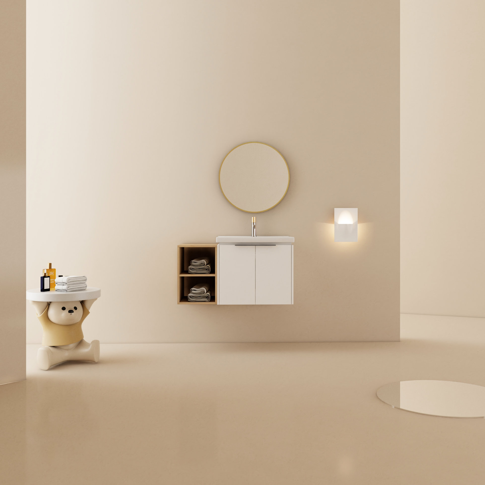 Hokku Designs White Wall Mounted Bathroom Vanity With Sink And Storage ...