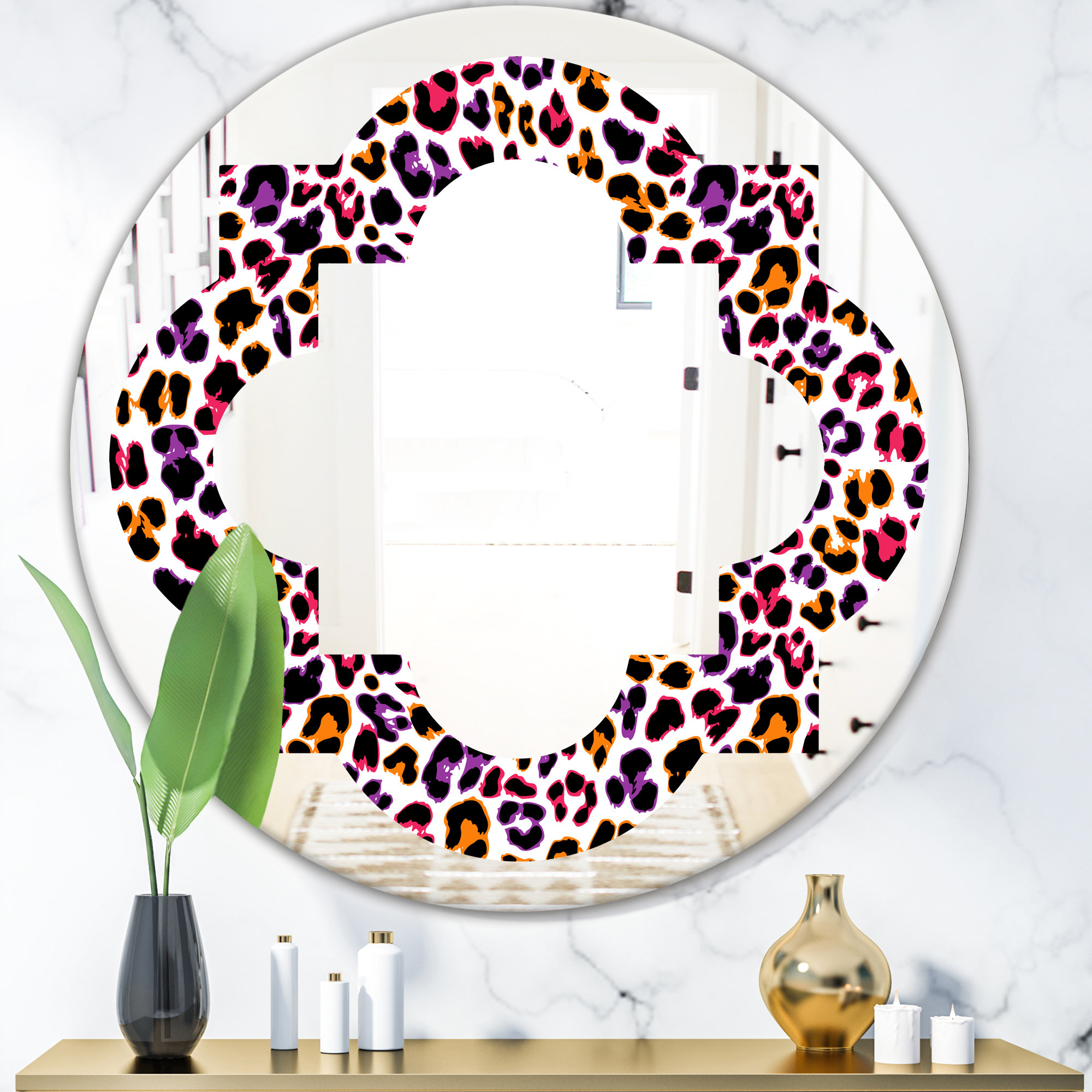 East Urban Home Quatrefoil Leopard Fur Safari VII Glam Wall Mirror ...
