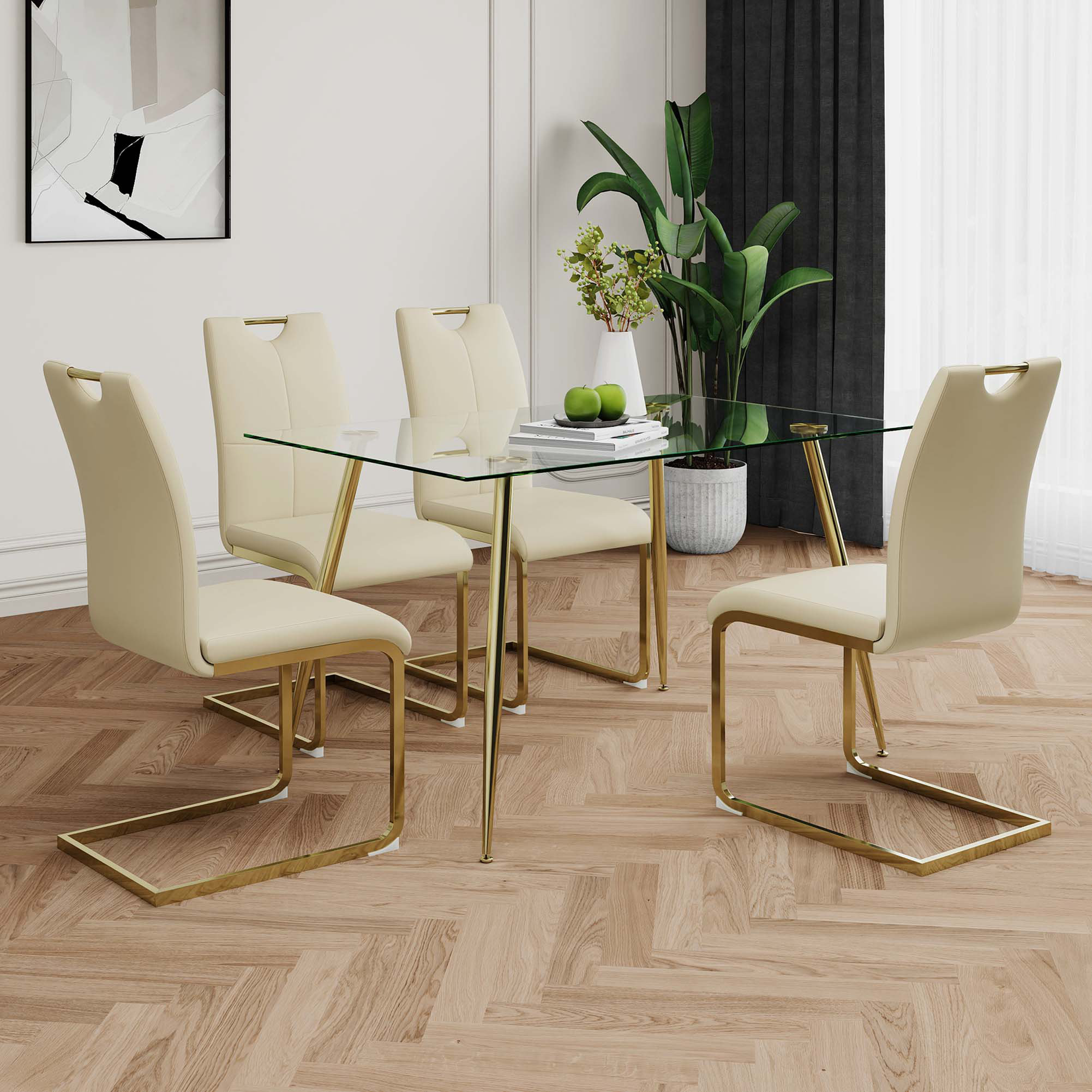 Latitude Run® Modern Simple Rectangular Glass Dining Table, Wear ...