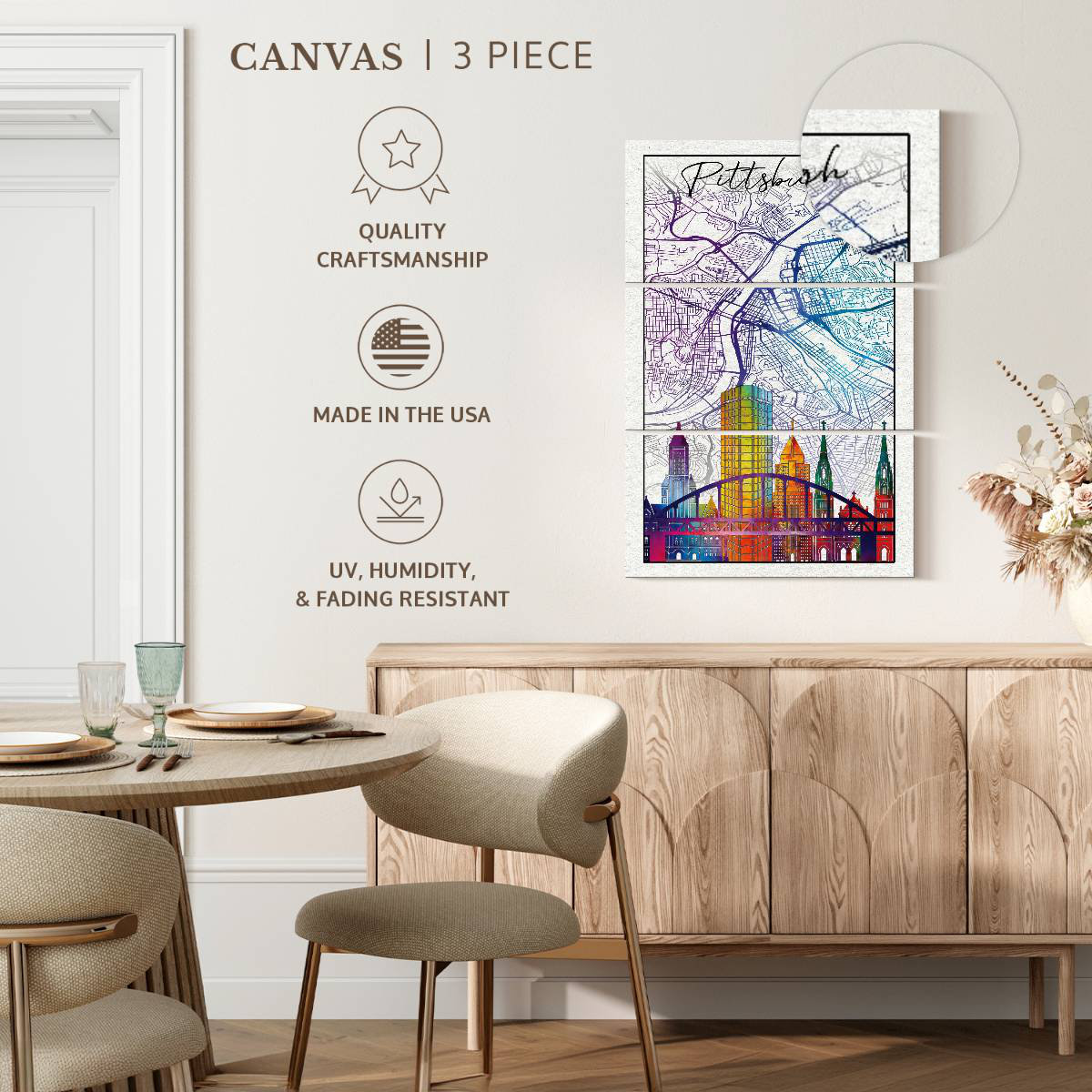 Breakwater Bay Aliaz Pittsburgh Skyline City Map | Wayfair