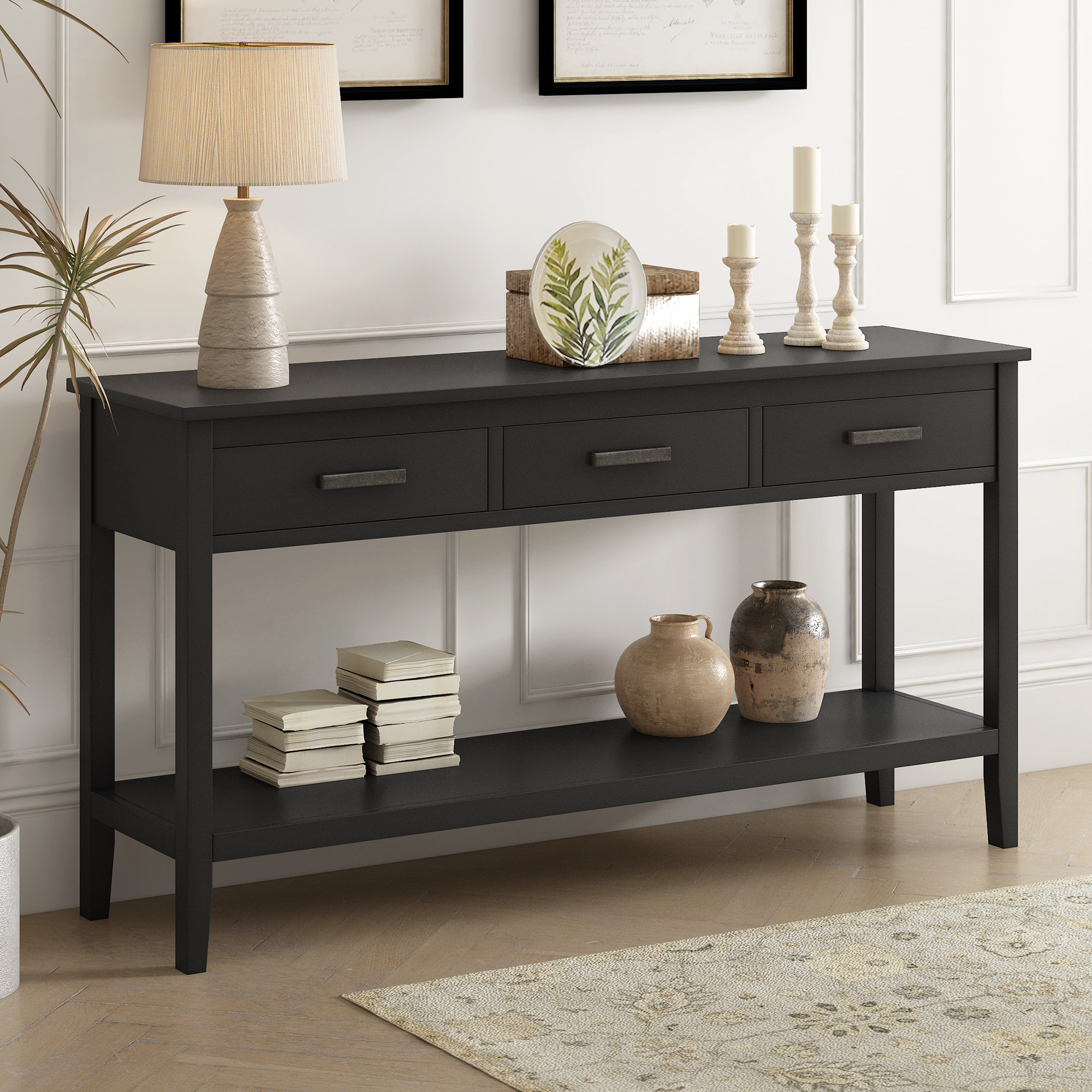 Red Barrel Studio Modern 3-Drawer Storage Console Table with a Shelf ...