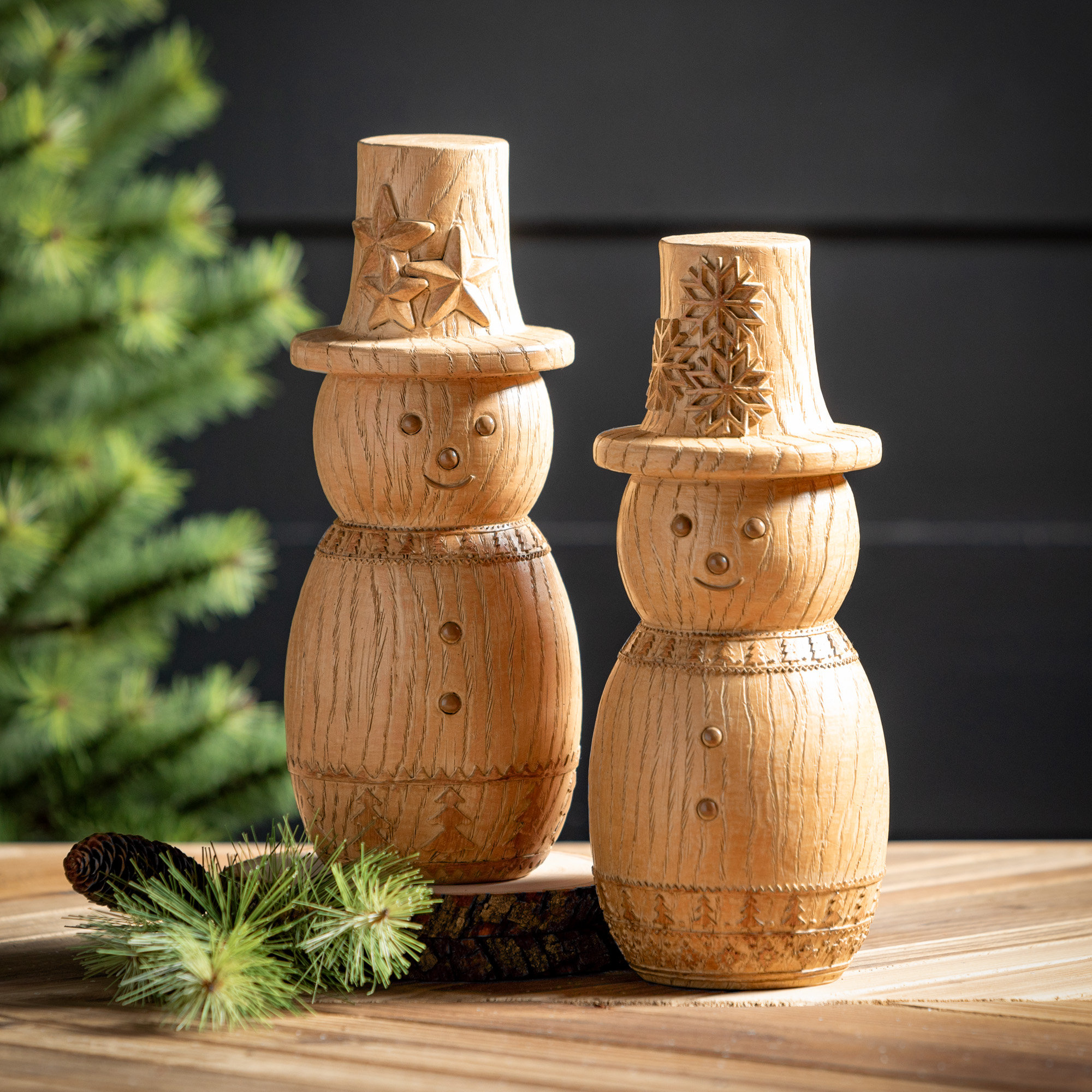 The Holiday Aisle® 11"H Scandinavian Snowman Figure Set Of 2, Christmas ...