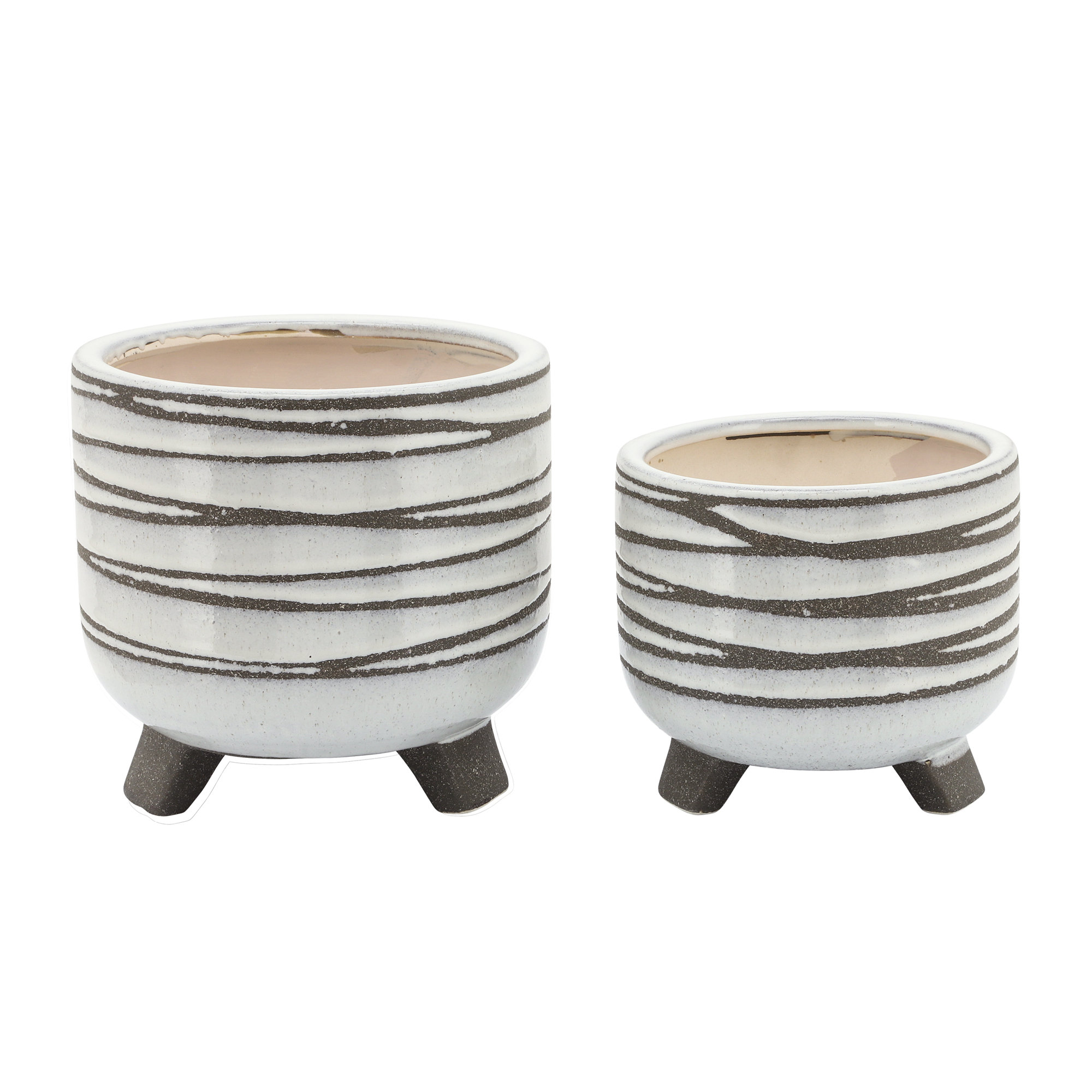 Dakota Fields Set of 2 Ceramic 6"-8" Footed Planters | Wayfair