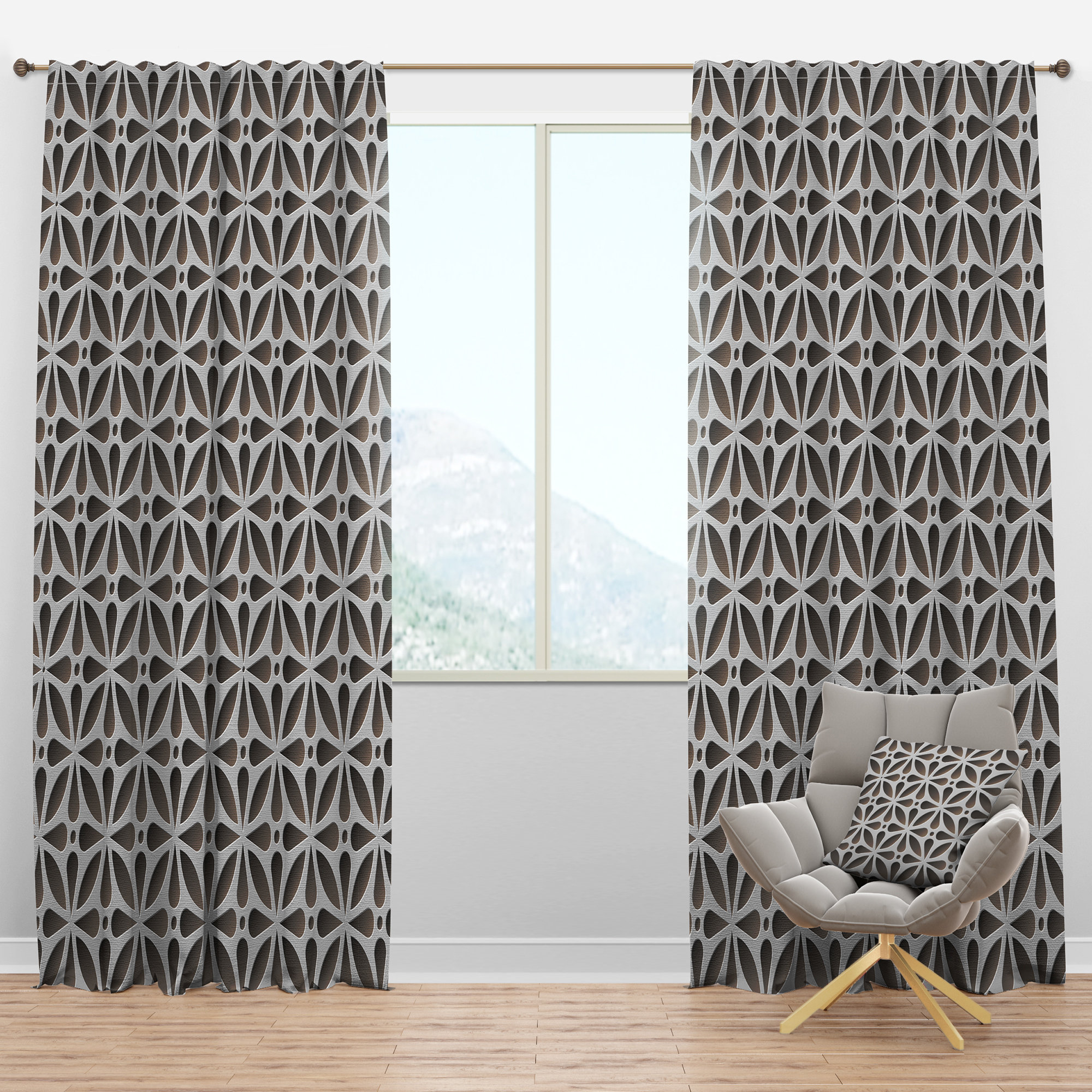 Design Art Grey Abstract Pattern - Modern Curtain - Velvet Room ...