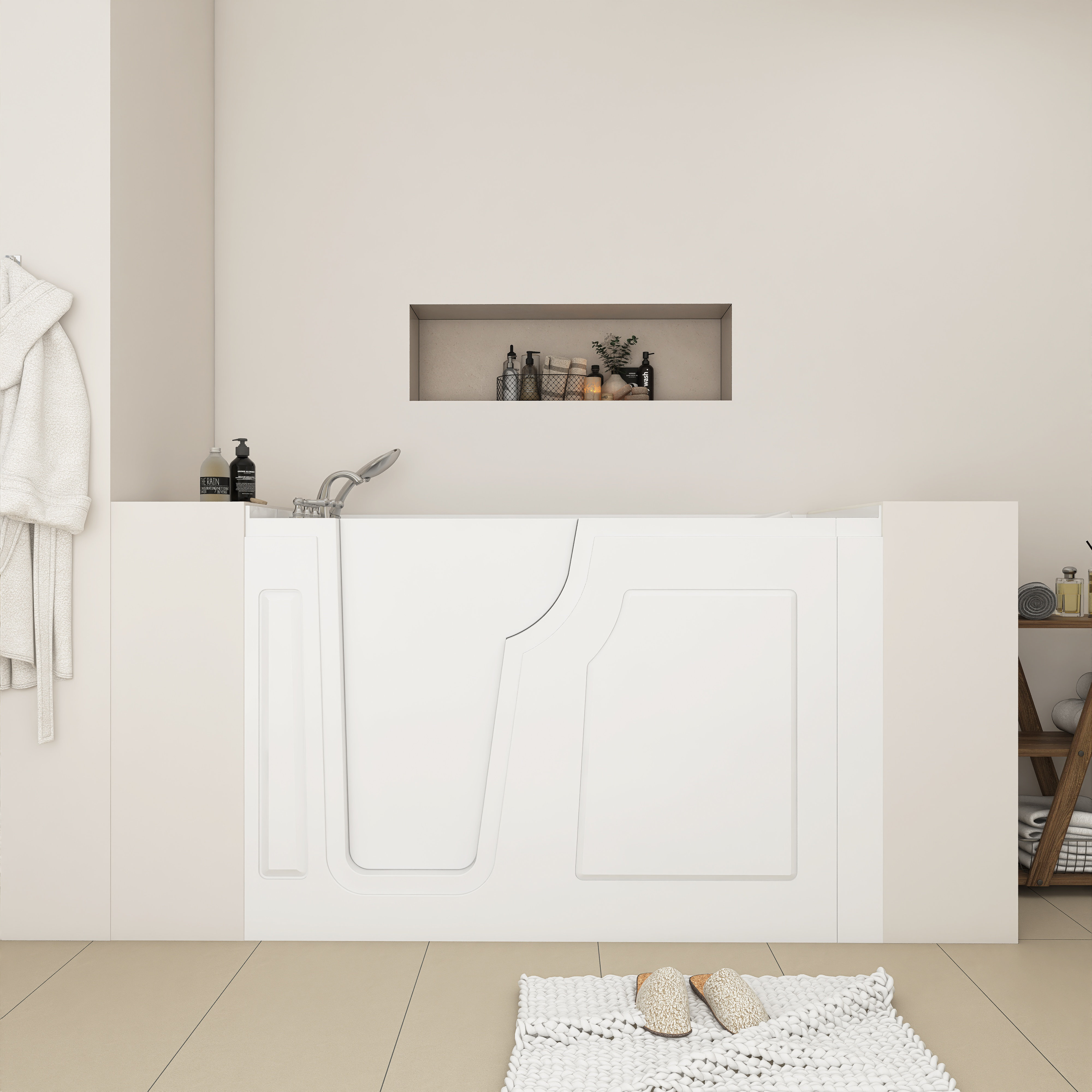 Jims Maison 55'' X 33'' Acrylic Walk-In Bathtub In White With Seat ...