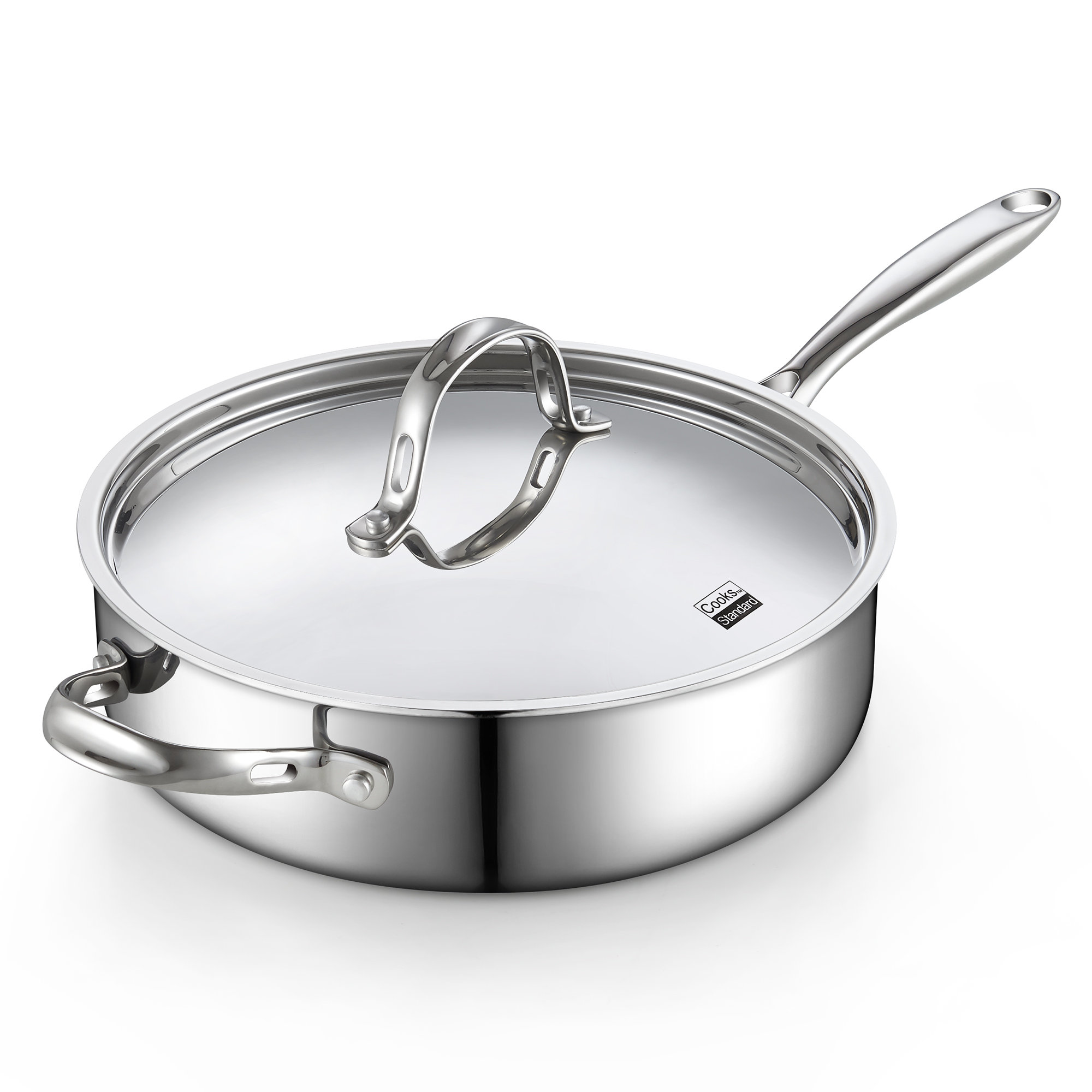 Cooks Standard 4 qt 10.5 Inch Stainless Steel Saute Pan Deep Frying Pan ...