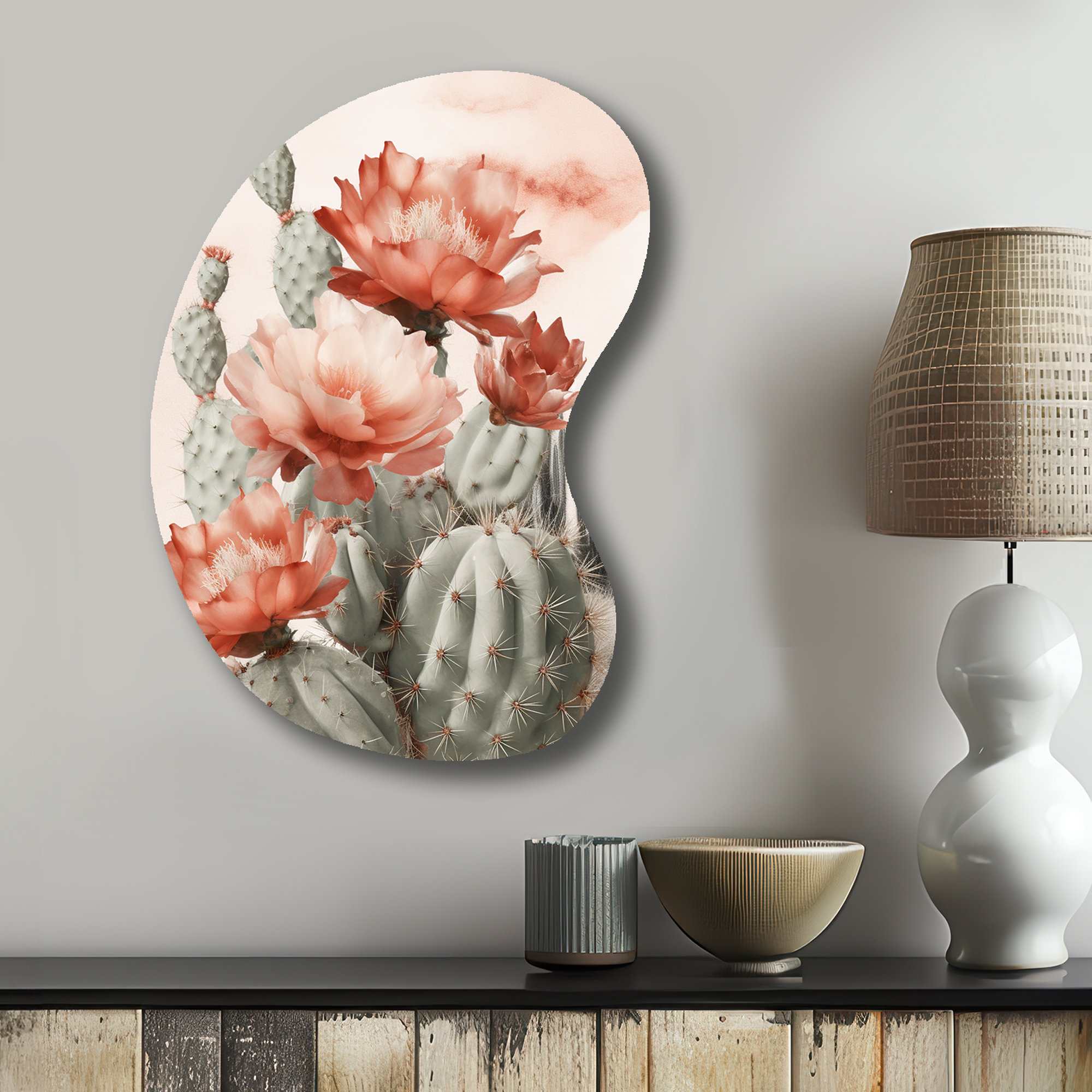 Design Art Red Desert Cactus - Leaves Boom Shape Metal Wall Sculpture ...