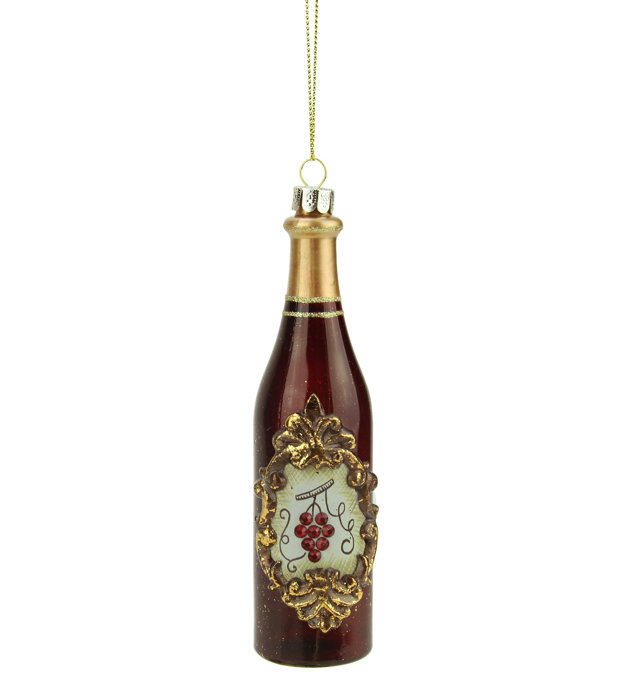 Northlight 5.5" Wine Bottle Glass Christmas Ornament | Wayfair