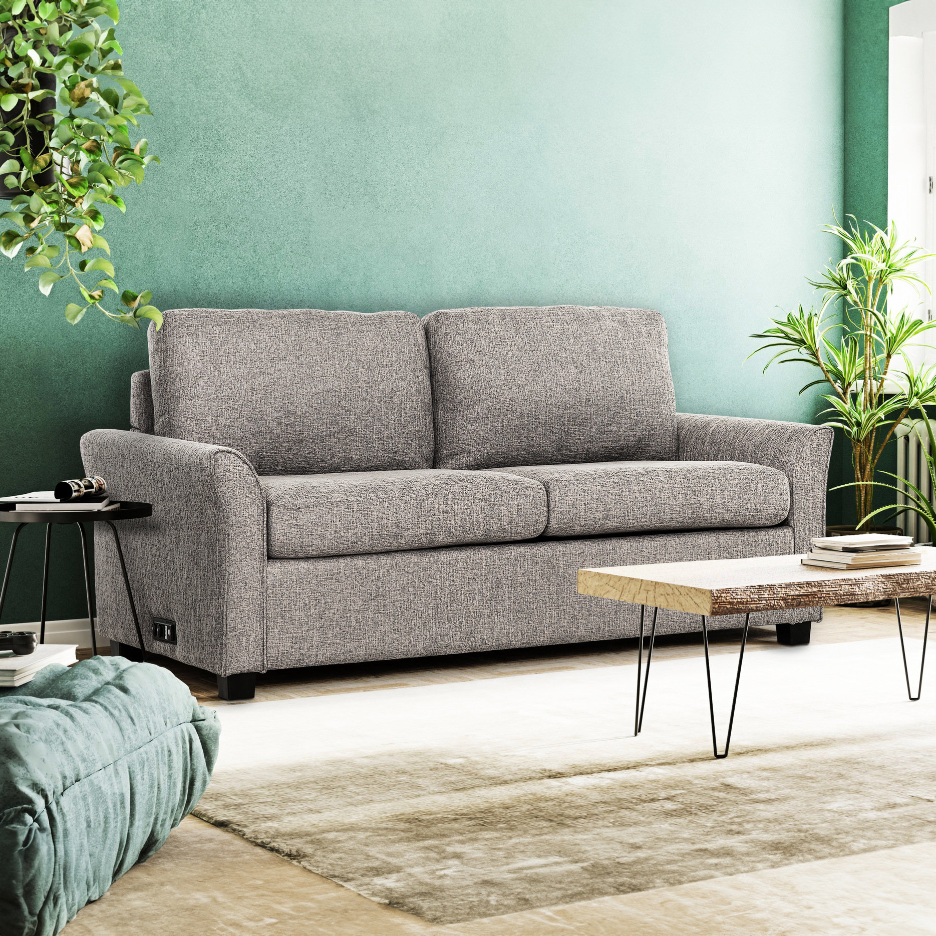 Hokku Designs Grey Convertible Bed With , Living Room Essential ...