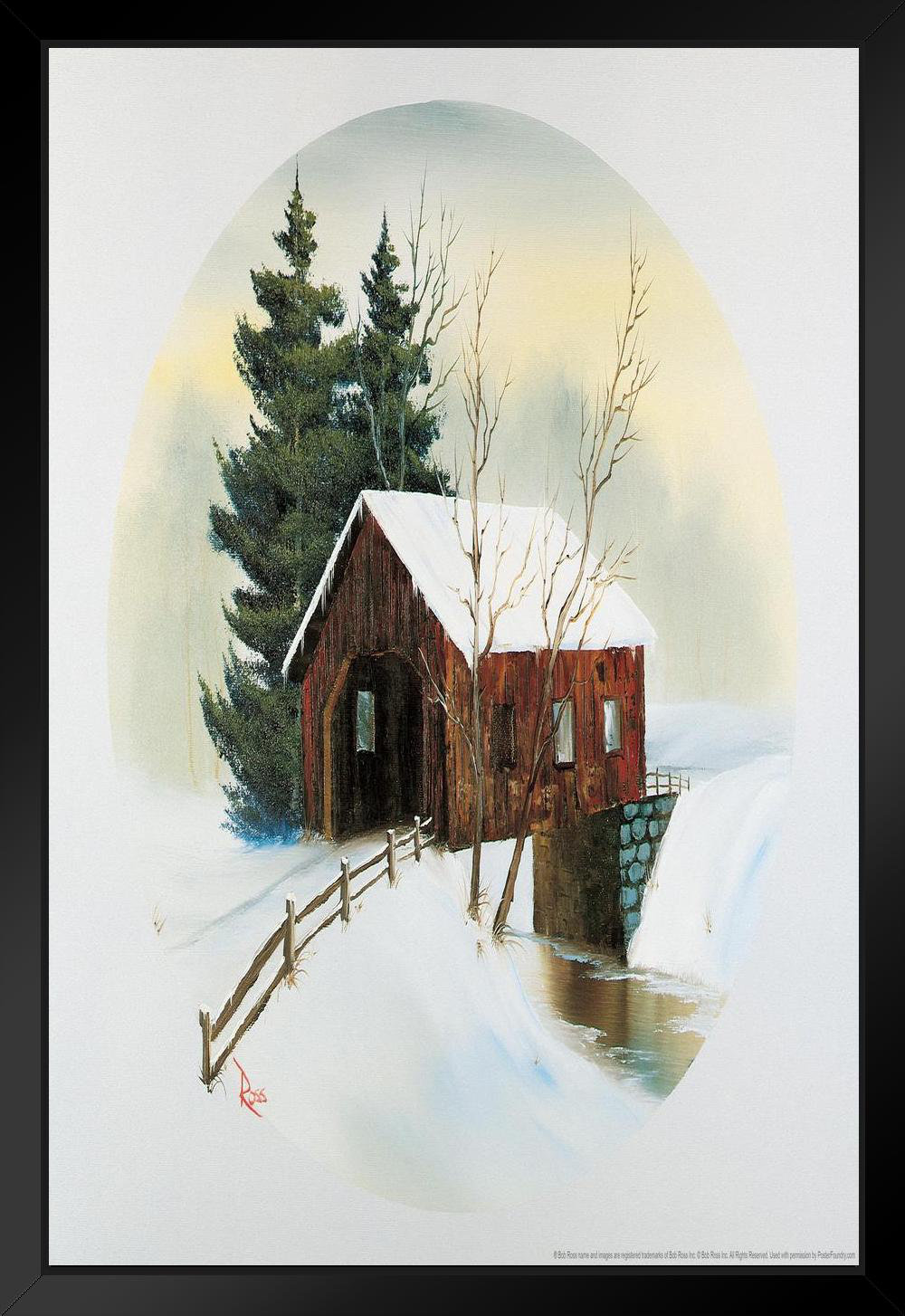 Rosalind Wheeler Bob Ross Covered Bridge Oval Art Print Painting Bob ...