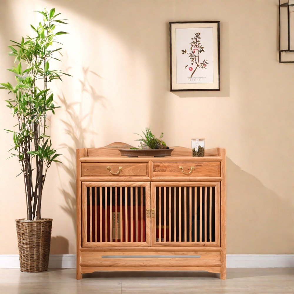 Wu's StylishVault Solid Old Elm Wood Console Cabinet | Wayfair