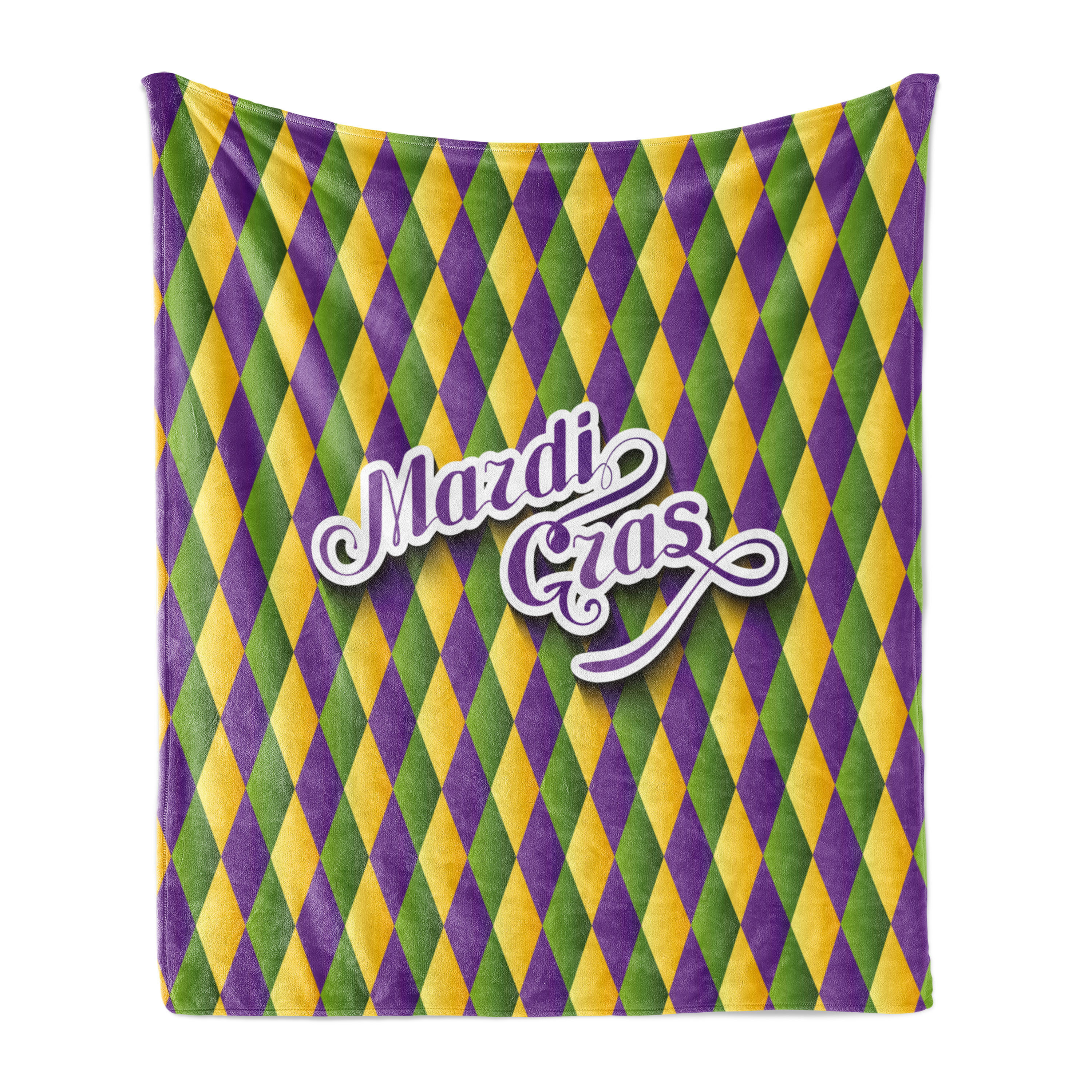 Ambesonne Mardi Gras Fleece Throw Blanket Hand Writing Design Purple ...
