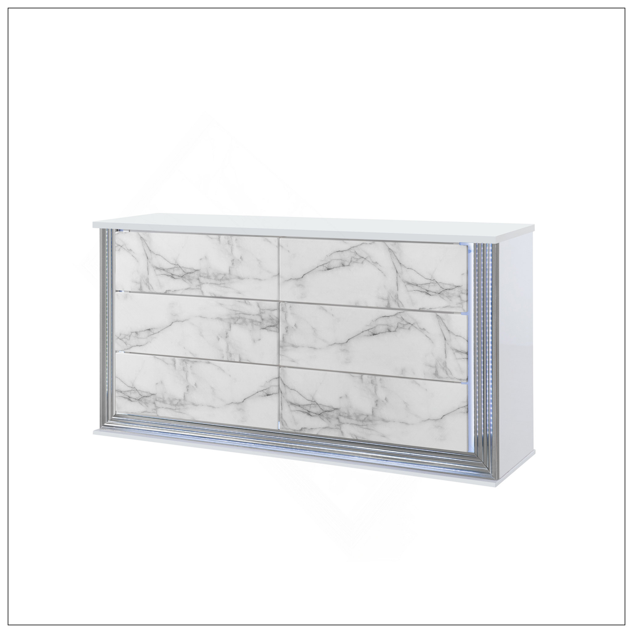 Hokku Designs MOON WHITE MARBLE DRESSER WITH LED - Wayfair Canada
