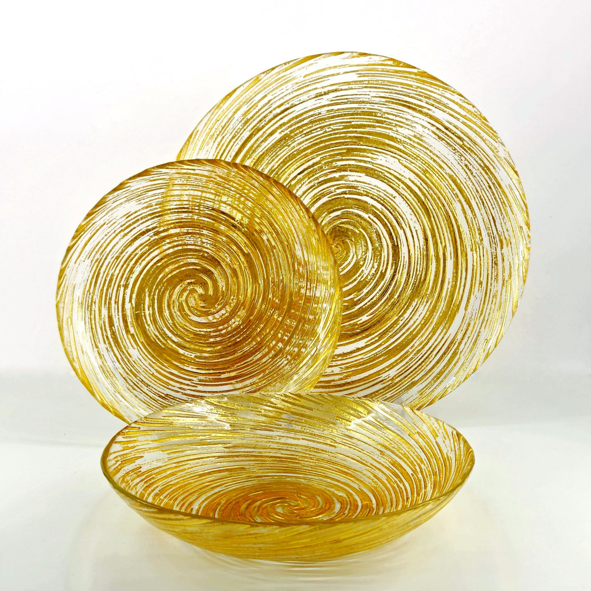 Mercer41 Popel Gilded Glass Dinnerware Set of 18 | Wayfair