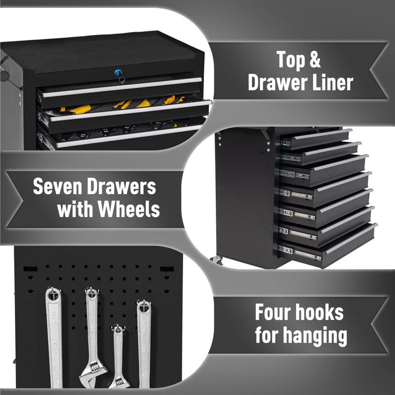 17 Stories 7 Drawer And 6 Drawer Rolling Tool Box, Portable Storage ...
