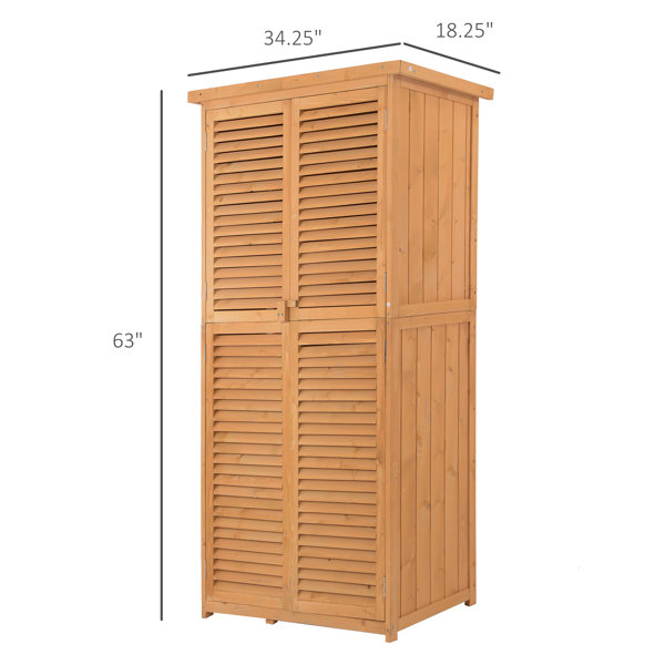 Outsunny 3 ft. W x 2 ft. D Solid Wood Vertical Storage Shed & Reviews ...