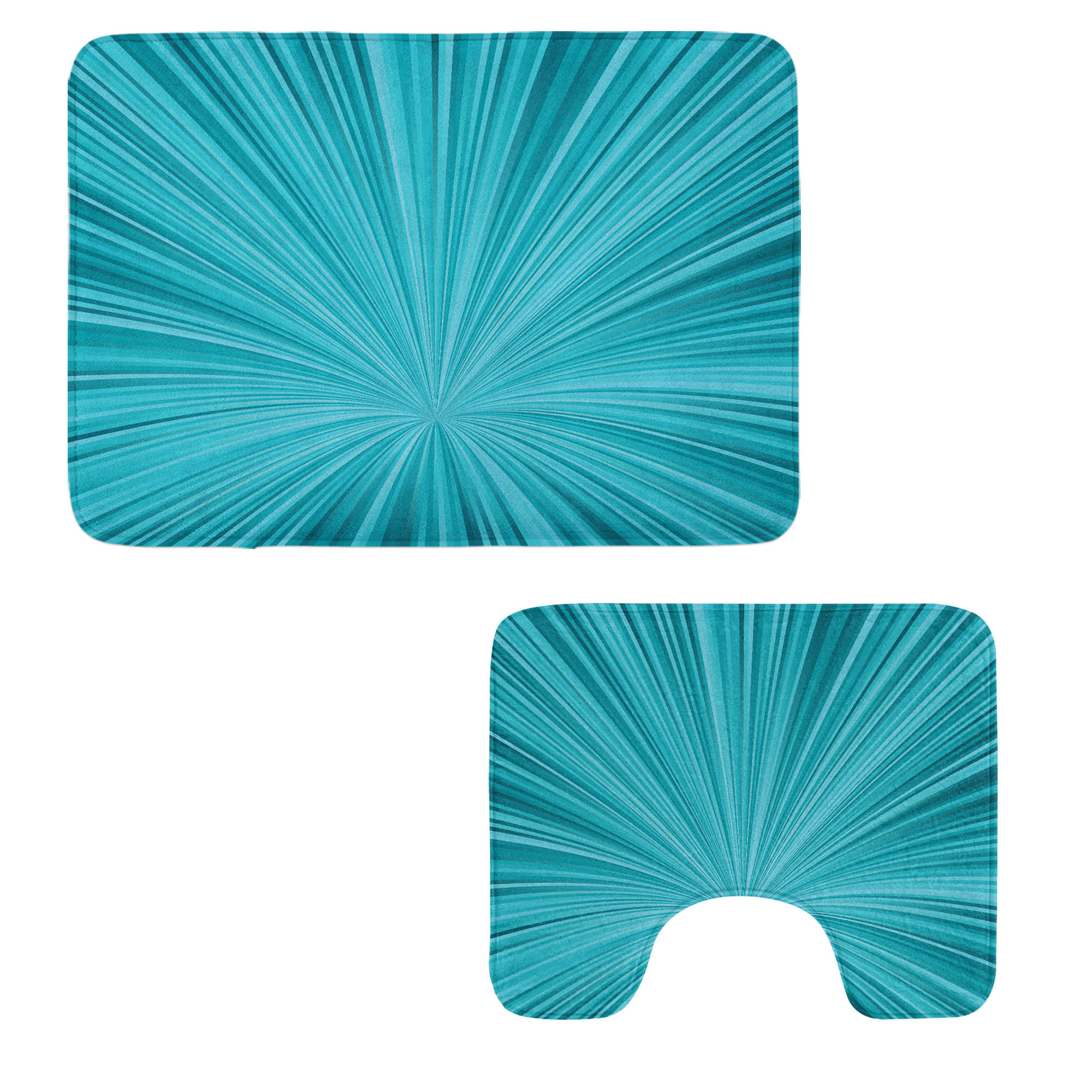 East Urban Home Teal Bathroom Rug Set 2 Pieces Rectangle & Contour Mats ...
