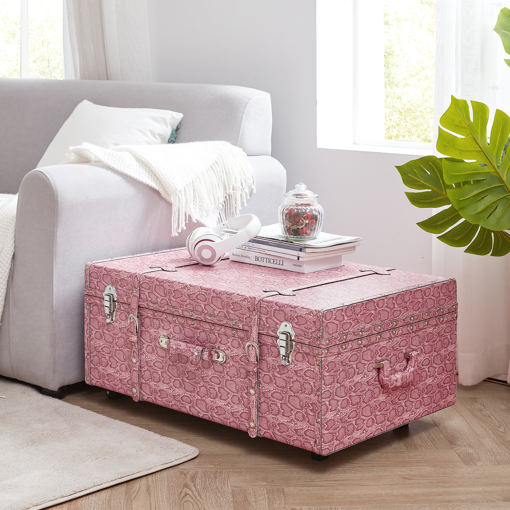 DormCo Texture Brand Trunk - Pink Snakeskin | Wayfair