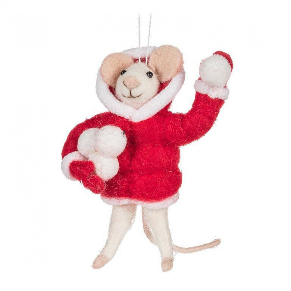One Allium Way® Throwing Snowballs Mouse Ornament | Wayfair