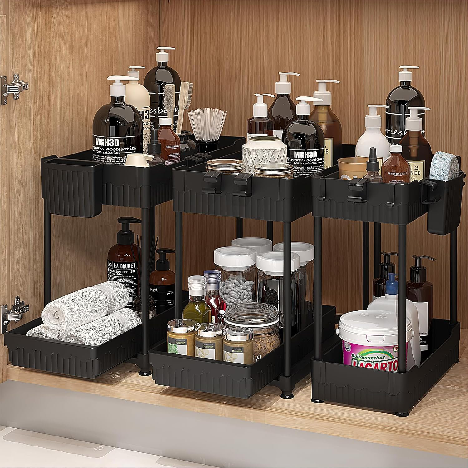 Adeco Trading Under Sink Organizer, 2-Tier Multi-Use Kitchen Bathroom Organizers And Storage ...