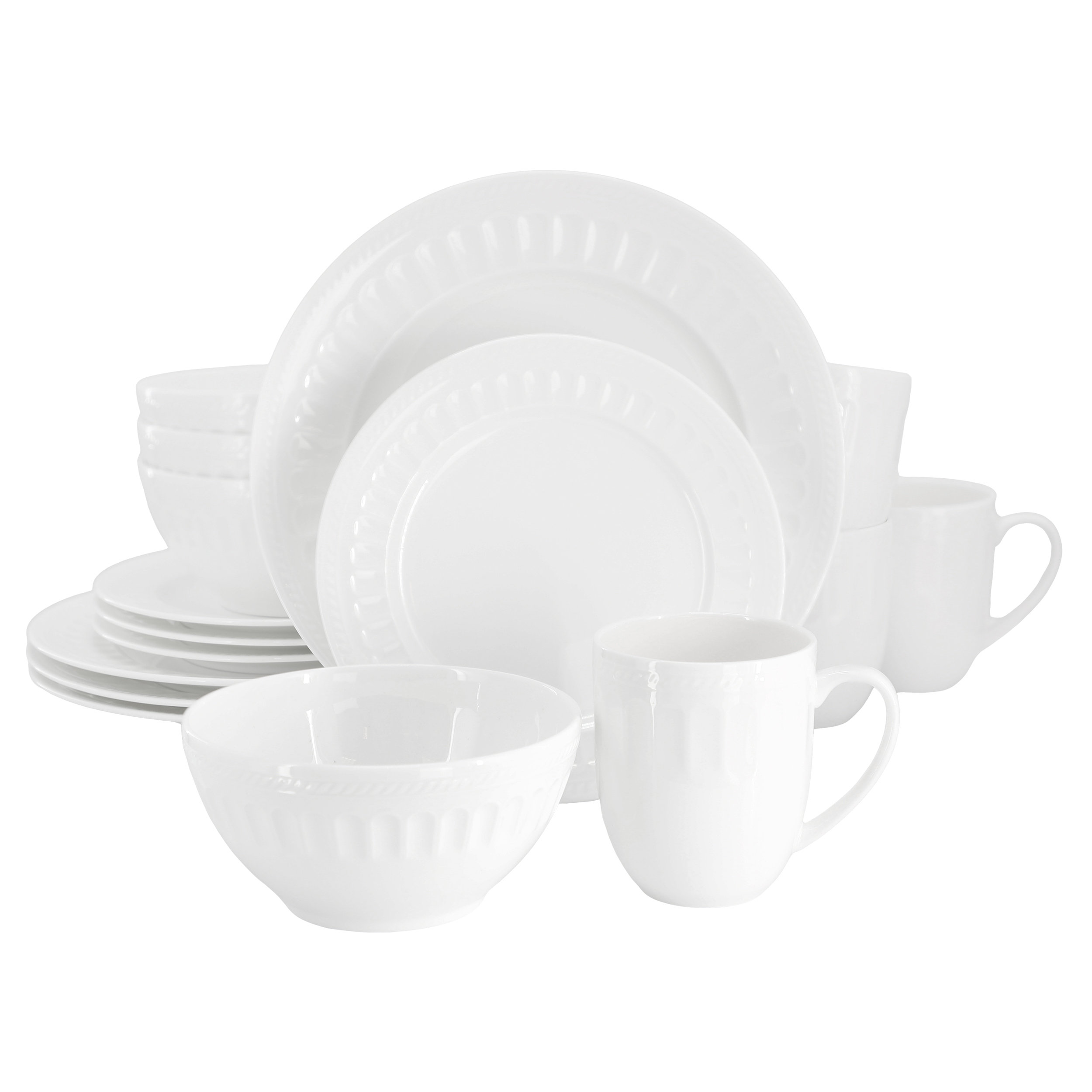 Gibson Elite Gibson 16 Piece Bone China Embossed Dinnerware Set in ...