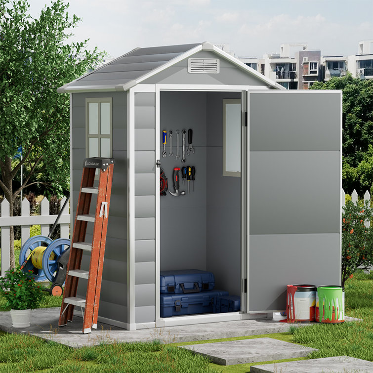Dakota Fields Breella 4 ft. W x 3 ft. D Plastic Pent Storage Shed ...