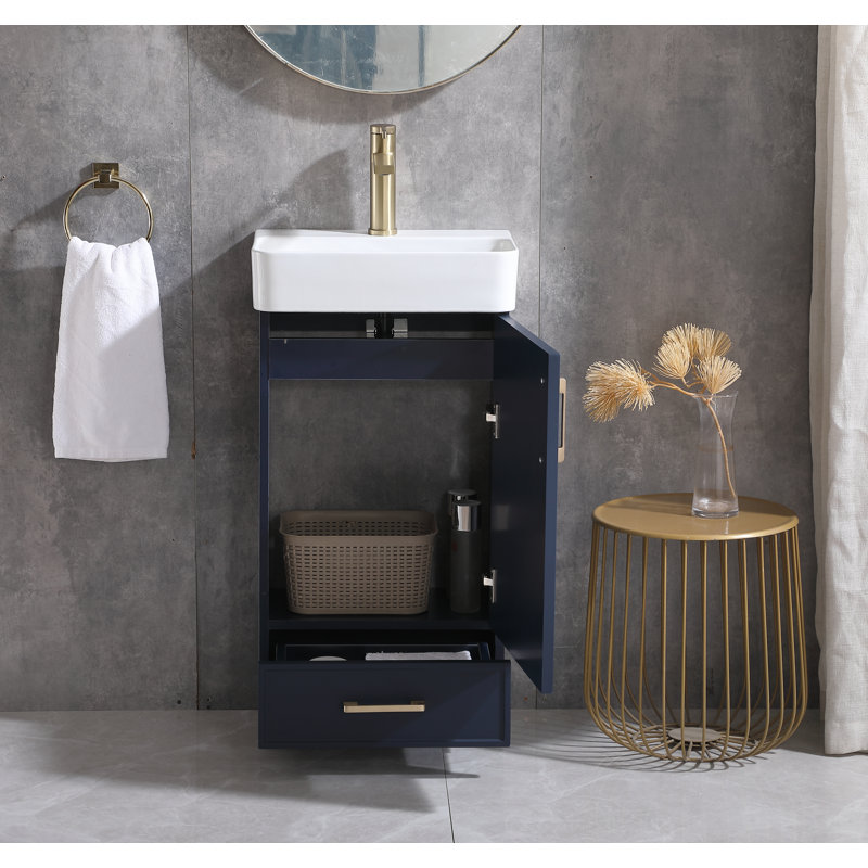 Ebern Designs Suheyb 18" Modern Mini Blue Single Bathroom Vanity Set ...