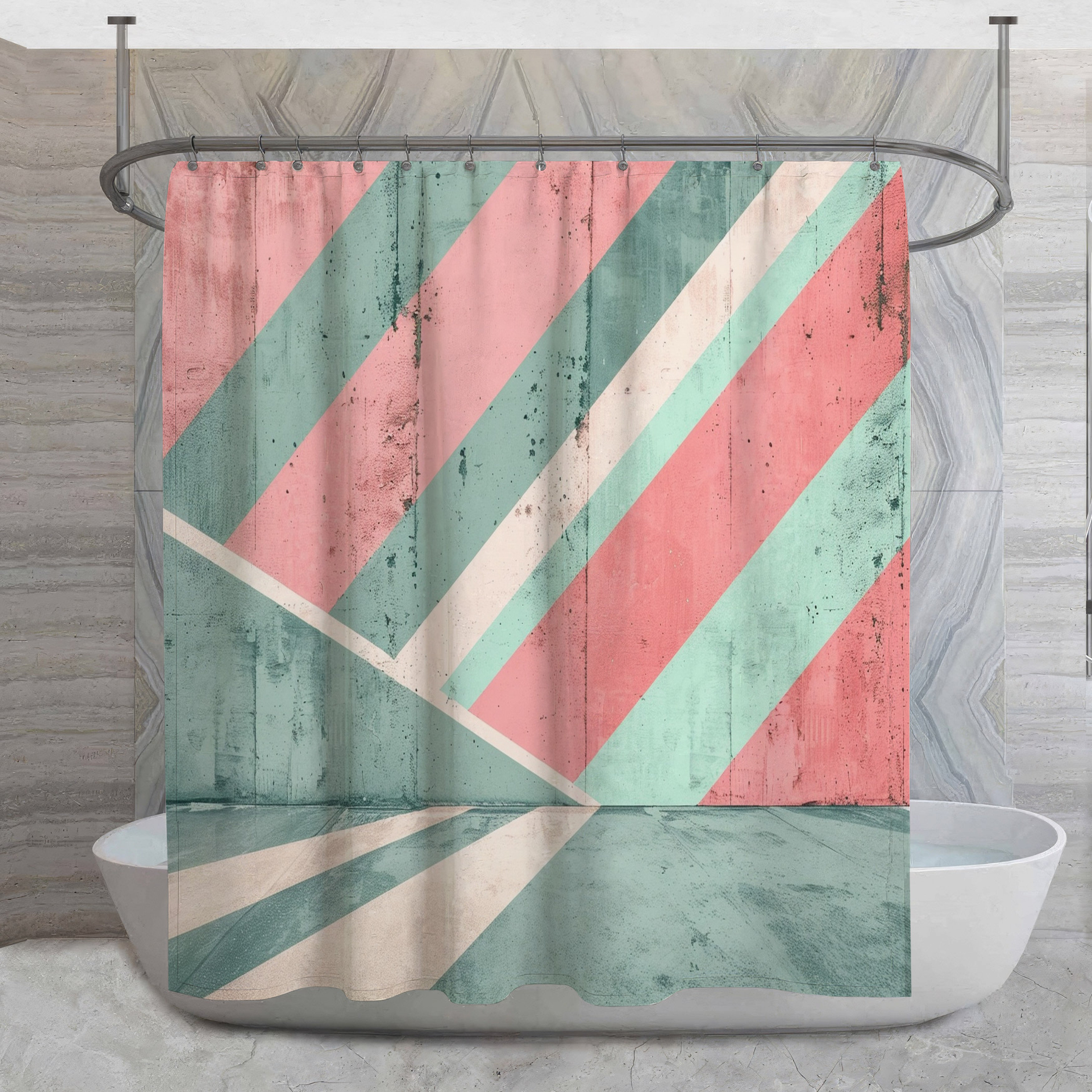 Corrigan Studio® Striped Wall Shower Curtain - Abstract Bathroom Decor ...