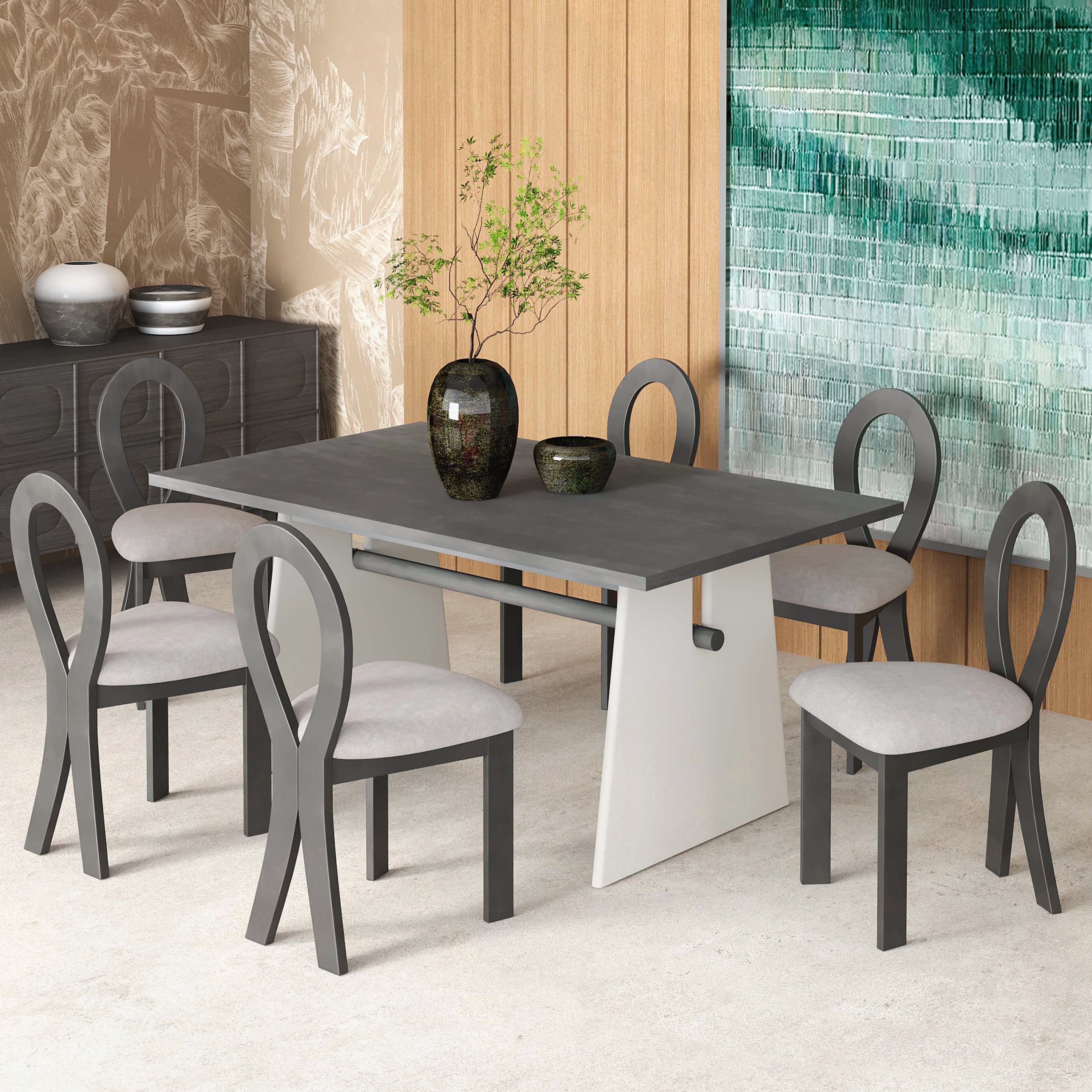 Brayden Studio® Modern 7-Piece Dining Table Set with Trestle Dining ...