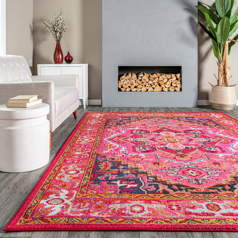 Bungalow Rose Jynell Performance Violet/Pink Rug & Reviews | Wayfair