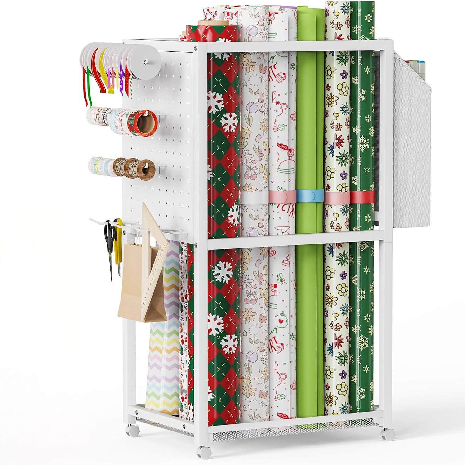XIANGXIELISHE Wrapping Paper Organizer With Wheels,Vertical Craft ...