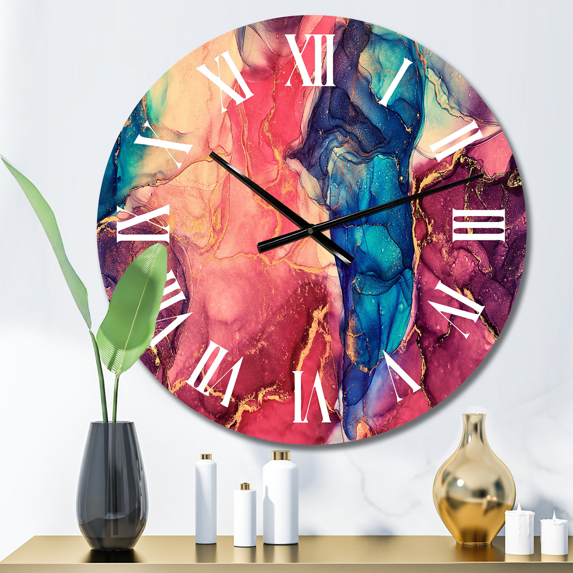 East Urban Home Purple and Blue Luxury Abstract Fluid Art XII - Modern ...