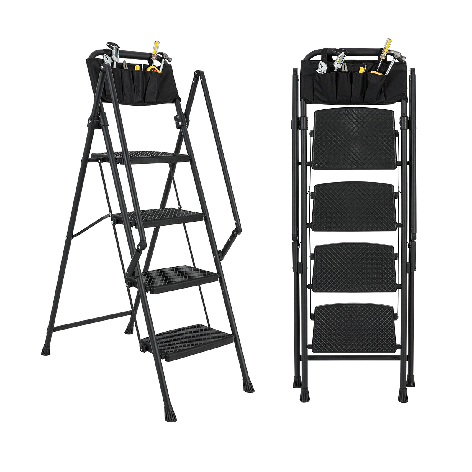 WFX Utility™ Ladder With Handrails, 500 Lbs Folding Step Stool With ...