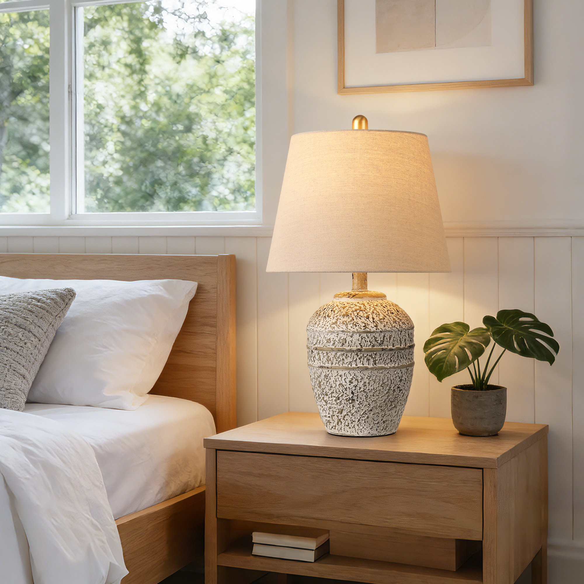 August Grove® 21in Farmhouse Table Lamp For Living Room Bedroom, Modern ...