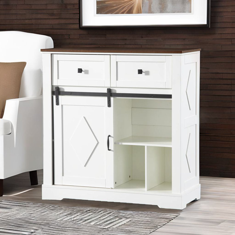 August Grove® 39" Sliding Barn Door Storage Cabinet | Wayfair