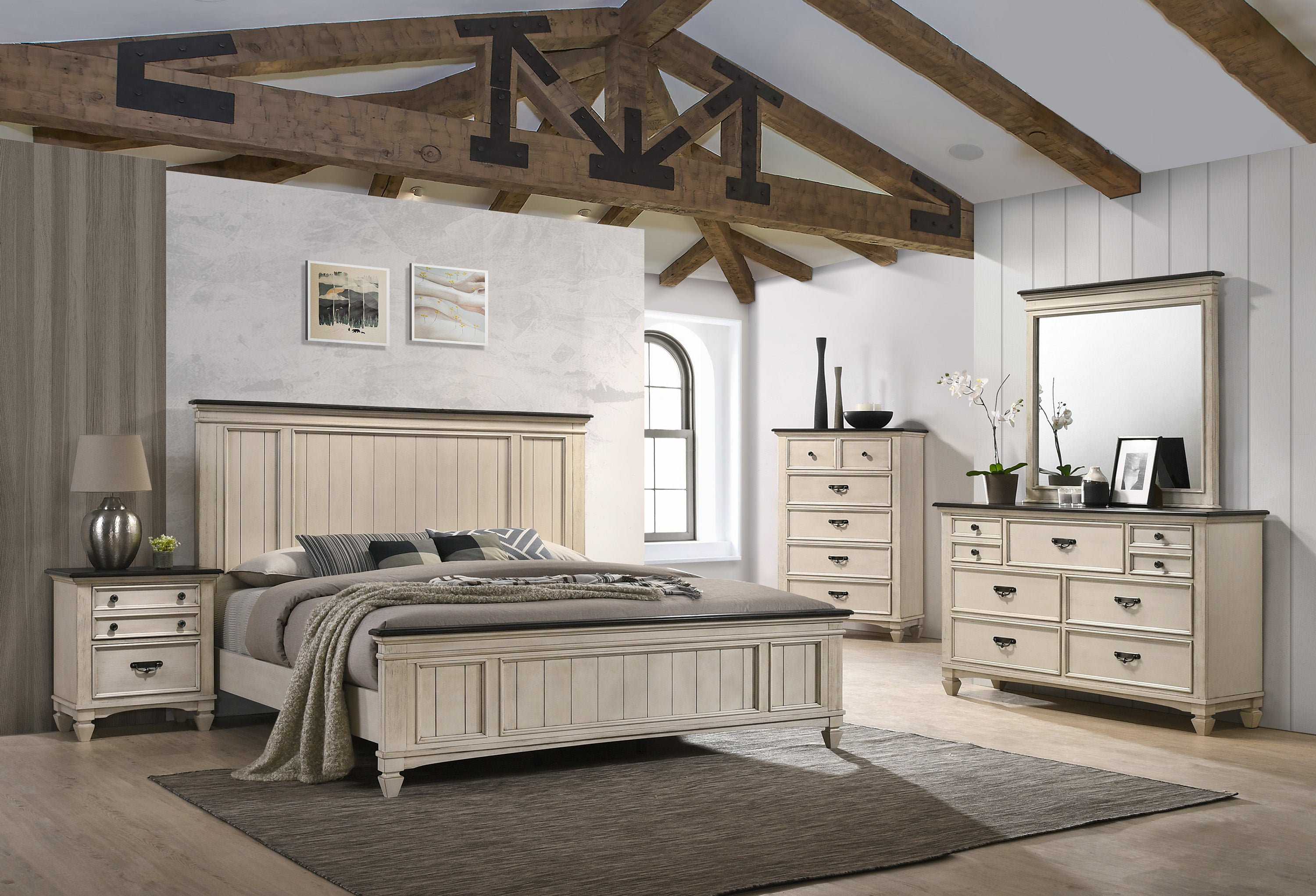 Rosalind Wheeler Azmeena Cream/Brown Panel Bedroom Set Special ...