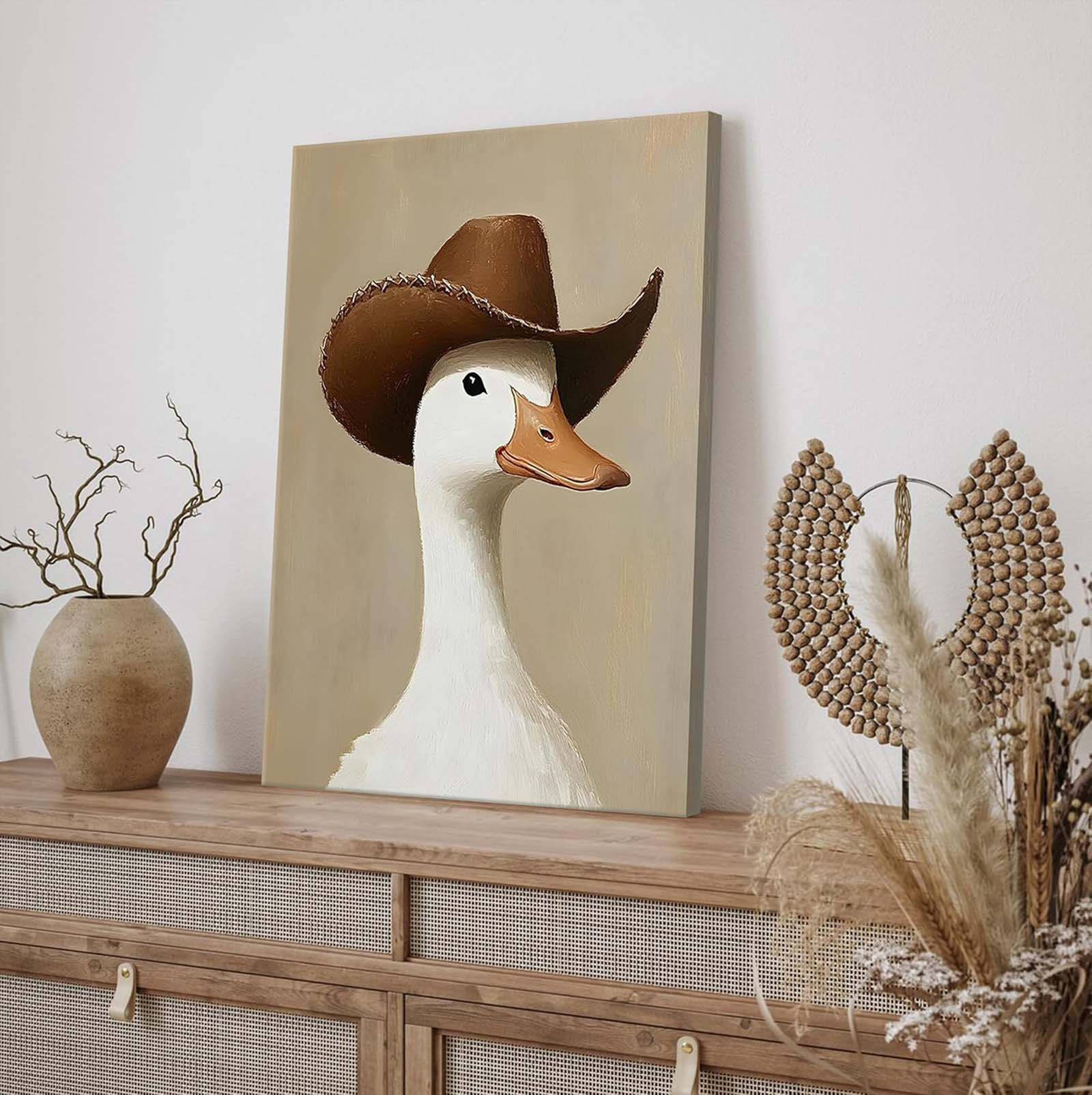 August Grove® Vintage Cowboy Silly Goose Canvas Wall Art Funny Animal ...